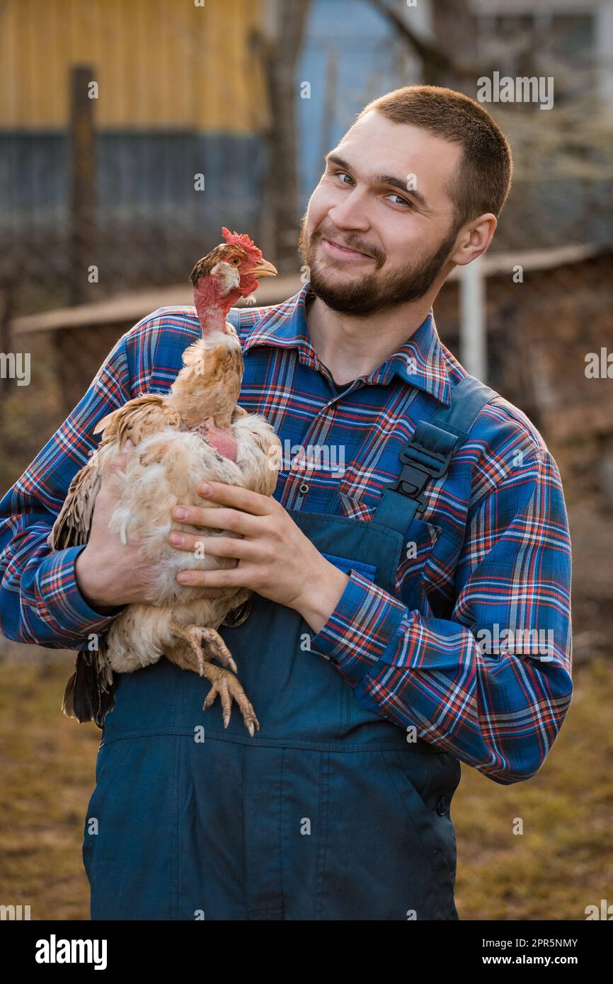 Farmer handsome smiling european caucasian rural portrait in ...