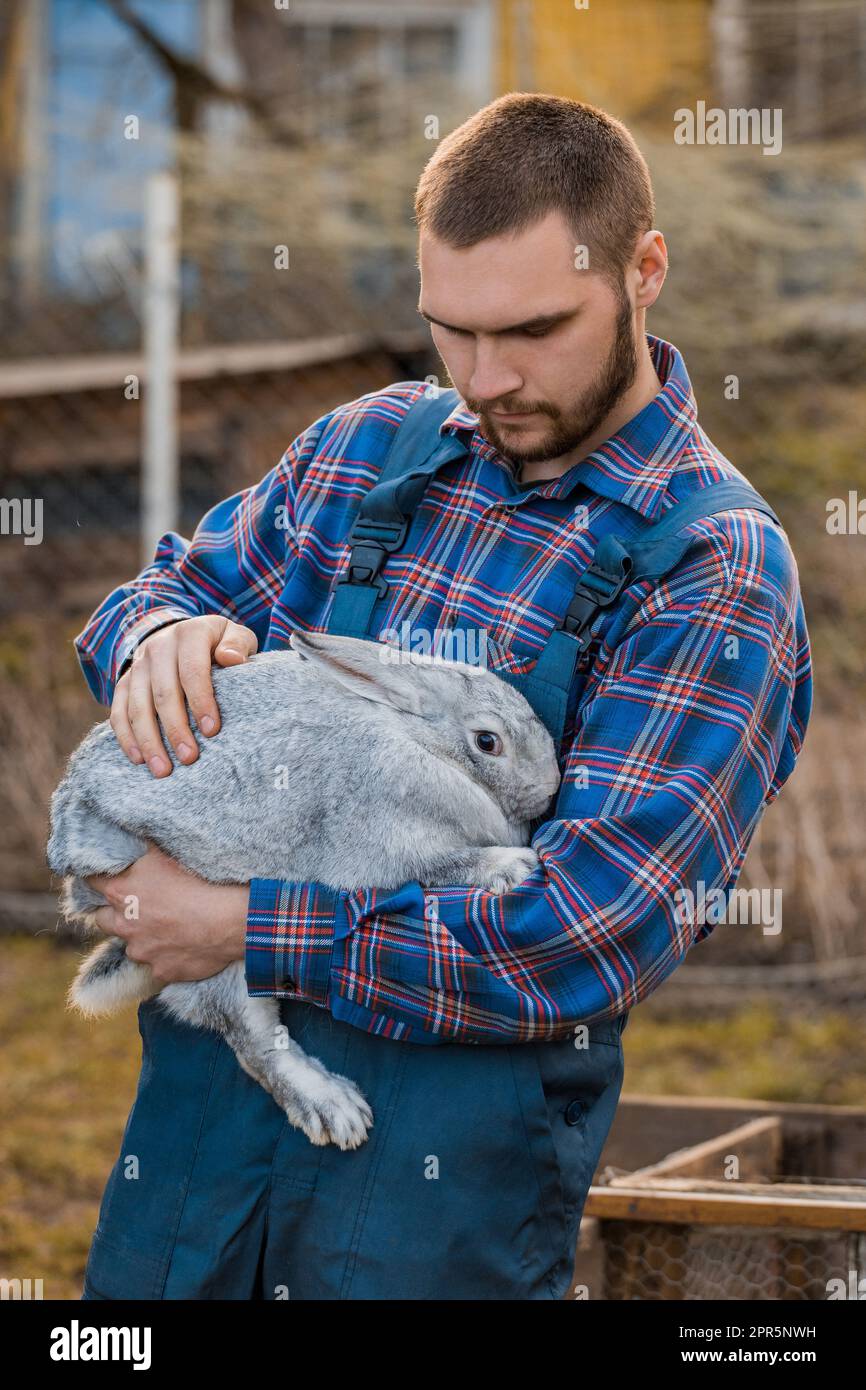 Farmer handsome European Caucasian rural portrait in the countryside ...