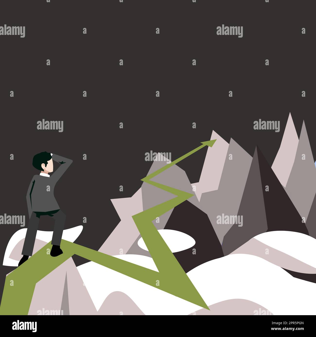 Businessman watching horizon arrow pointing distance symbolizing future ...