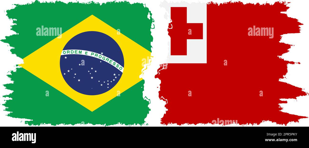 Tonga and Brazil grunge flags connection, vector Stock Vector Image ...