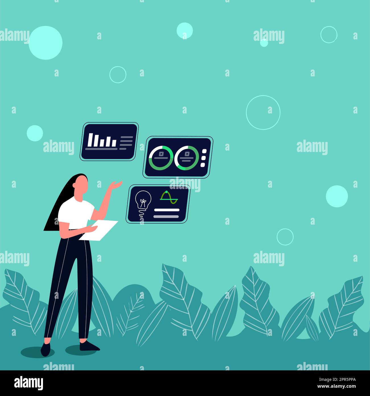 Illustration Of Girl Sharing New Wonderful Ideas For Skill Improvement ...