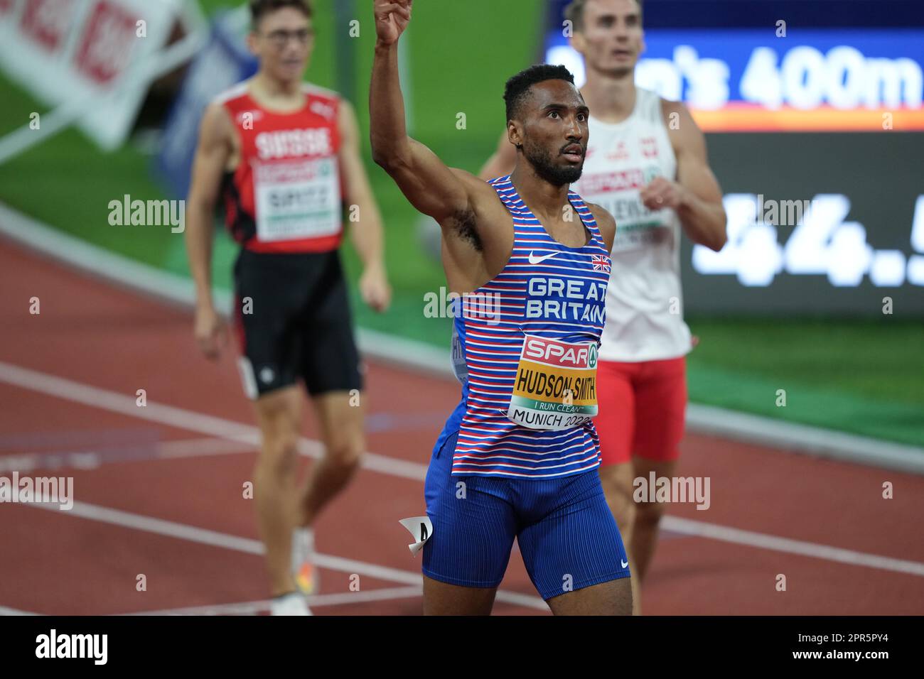 Matthew Hudson-Smith winning the 400m at the 2022 European Athletics ...