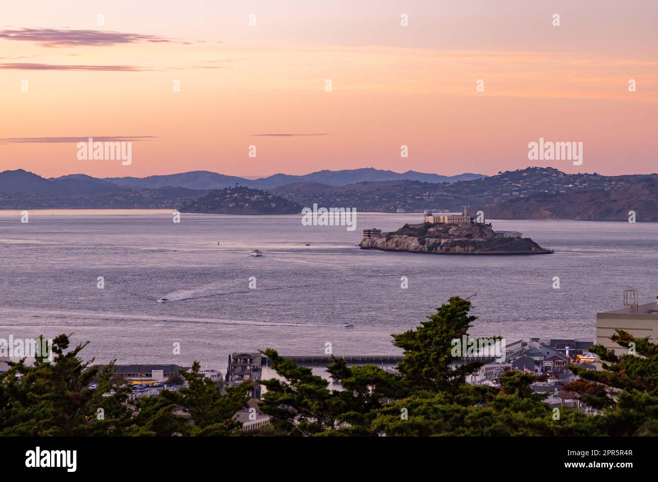 A picture of the Alcatraz Island and the surrounding San Francisco Bay ...