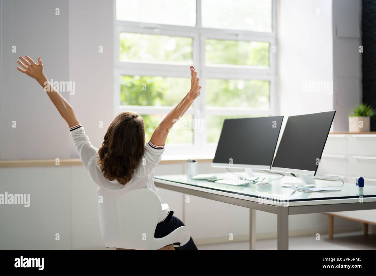 Open Window In Office. Breathing Fresh Air Stock Photo - Alamy