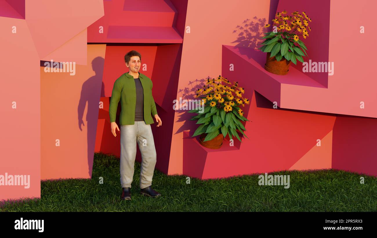 modern house pink concrete shapes comfortable contemporary courtyard ...