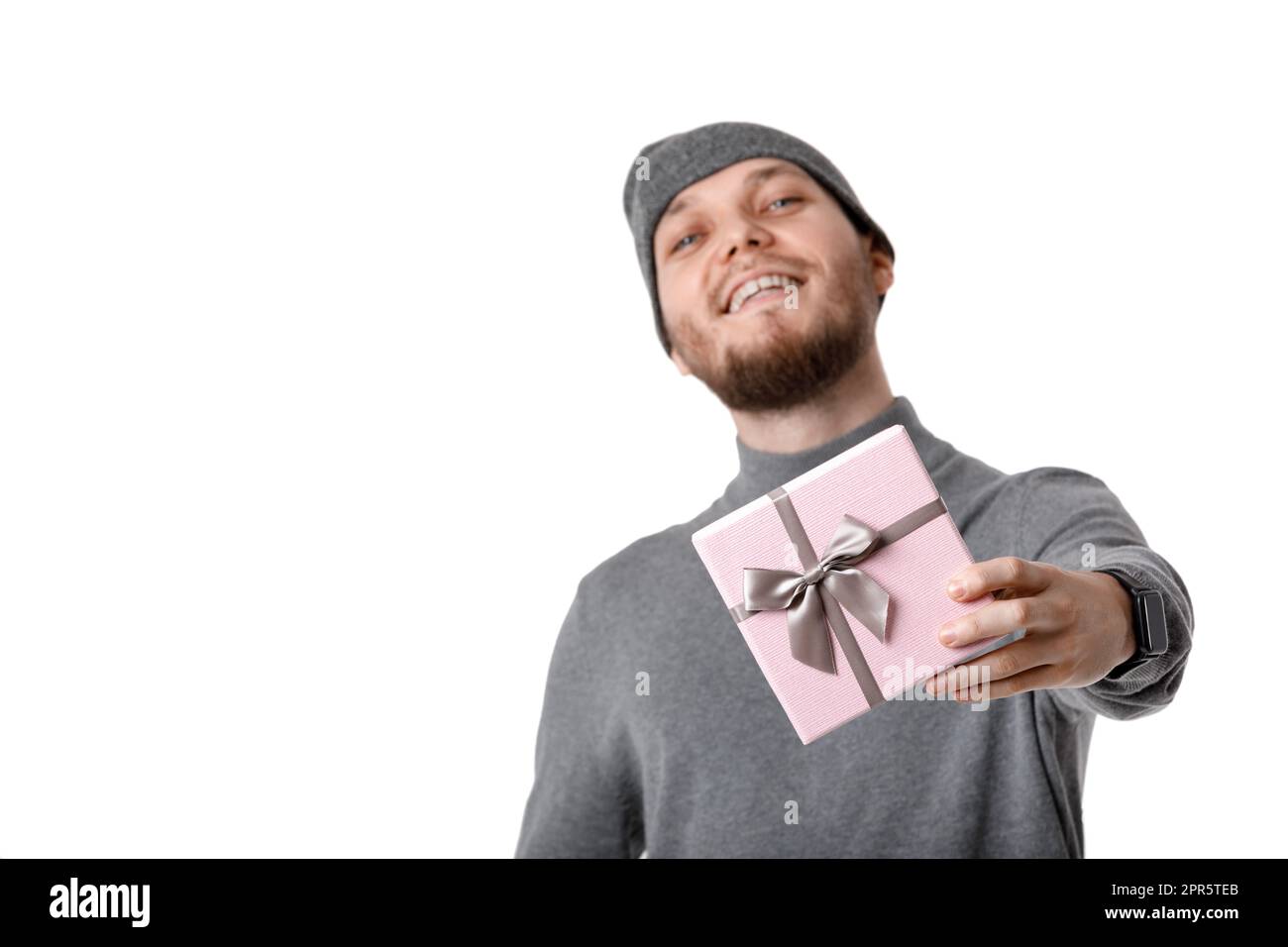 Man holding present box hi-res stock photography and images - Alamy
