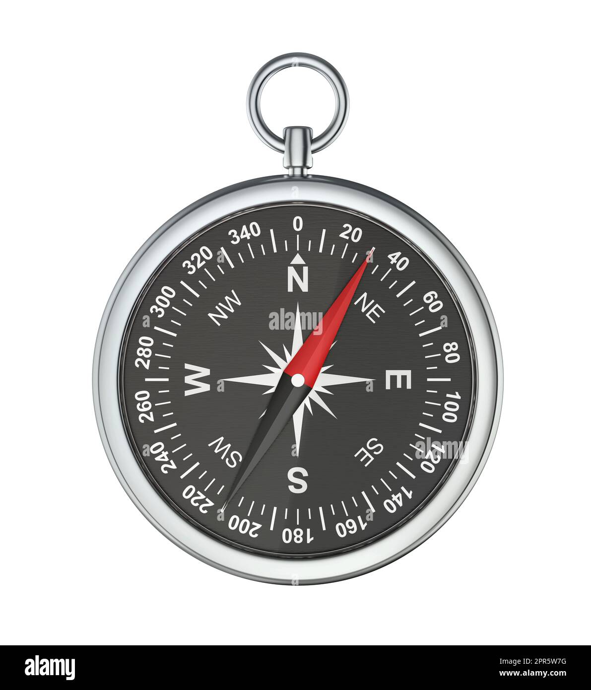 Silver compass isolated on white background, front view Stock Photo - Alamy