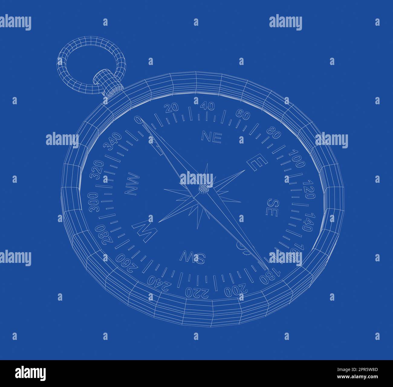 3D wire-frame model of compass Stock Photo - Alamy