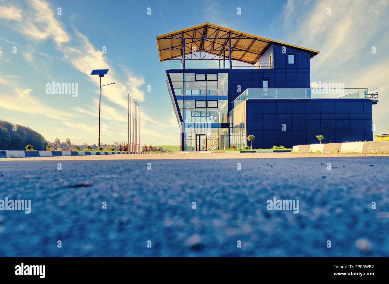 Glazed building on the shore of lake Stock Photo - Alamy