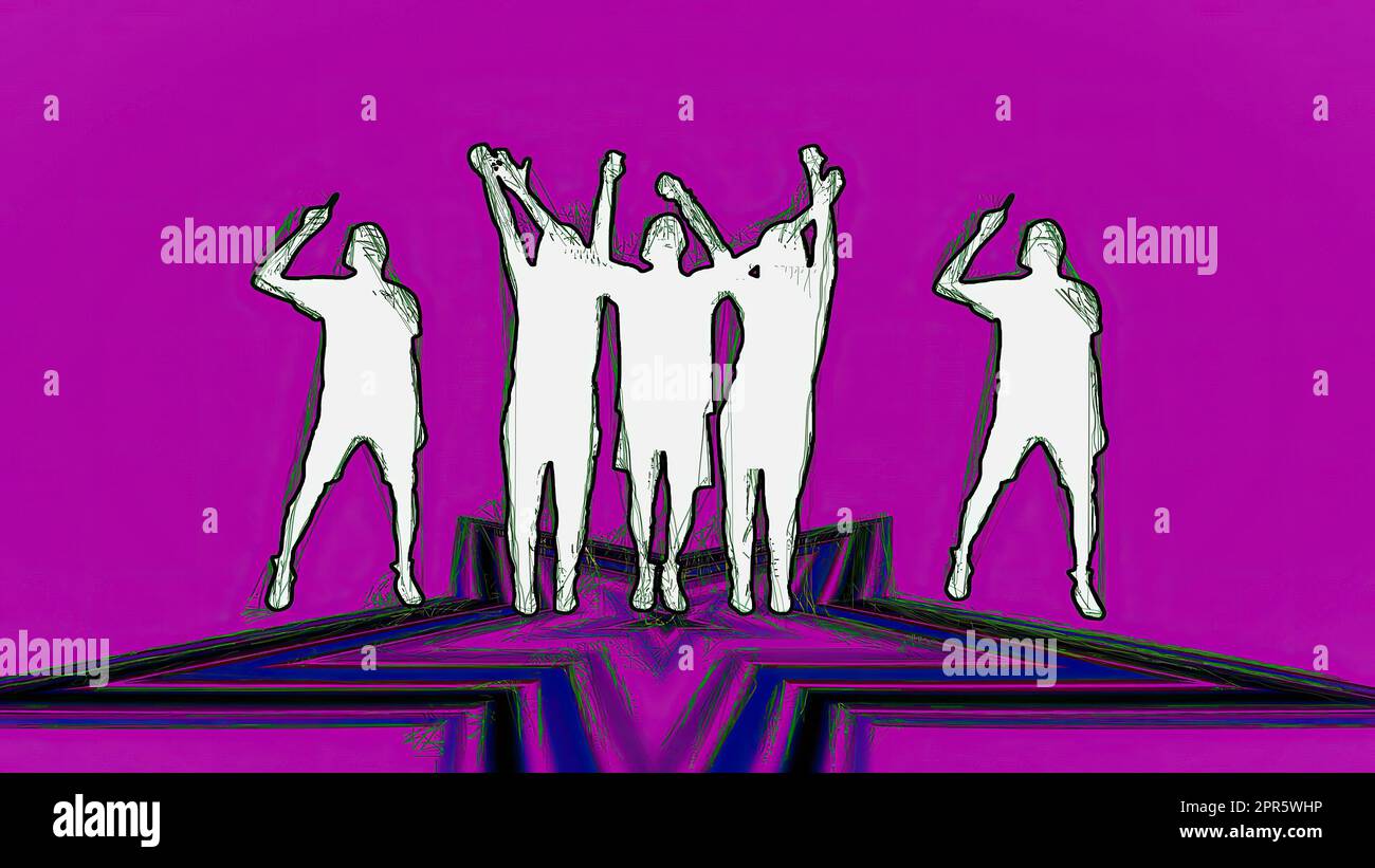 People dancing hand draw digital art Stock Photo - Alamy