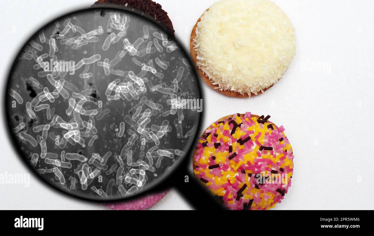 Searching for bacteria in sweets Stock Photo - Alamy