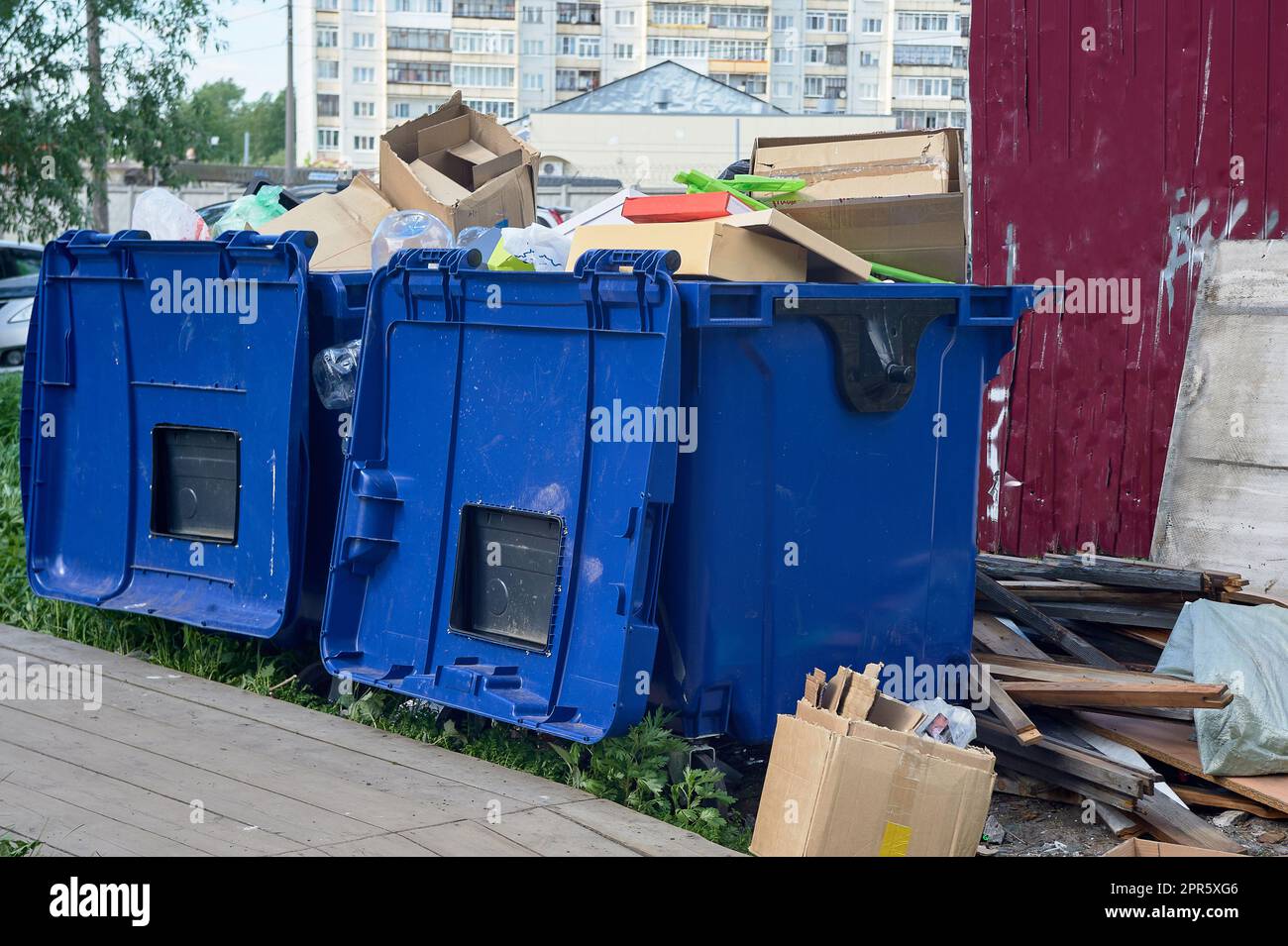 plastic garbage cans are on the site. High quality photo Stock Photo ...