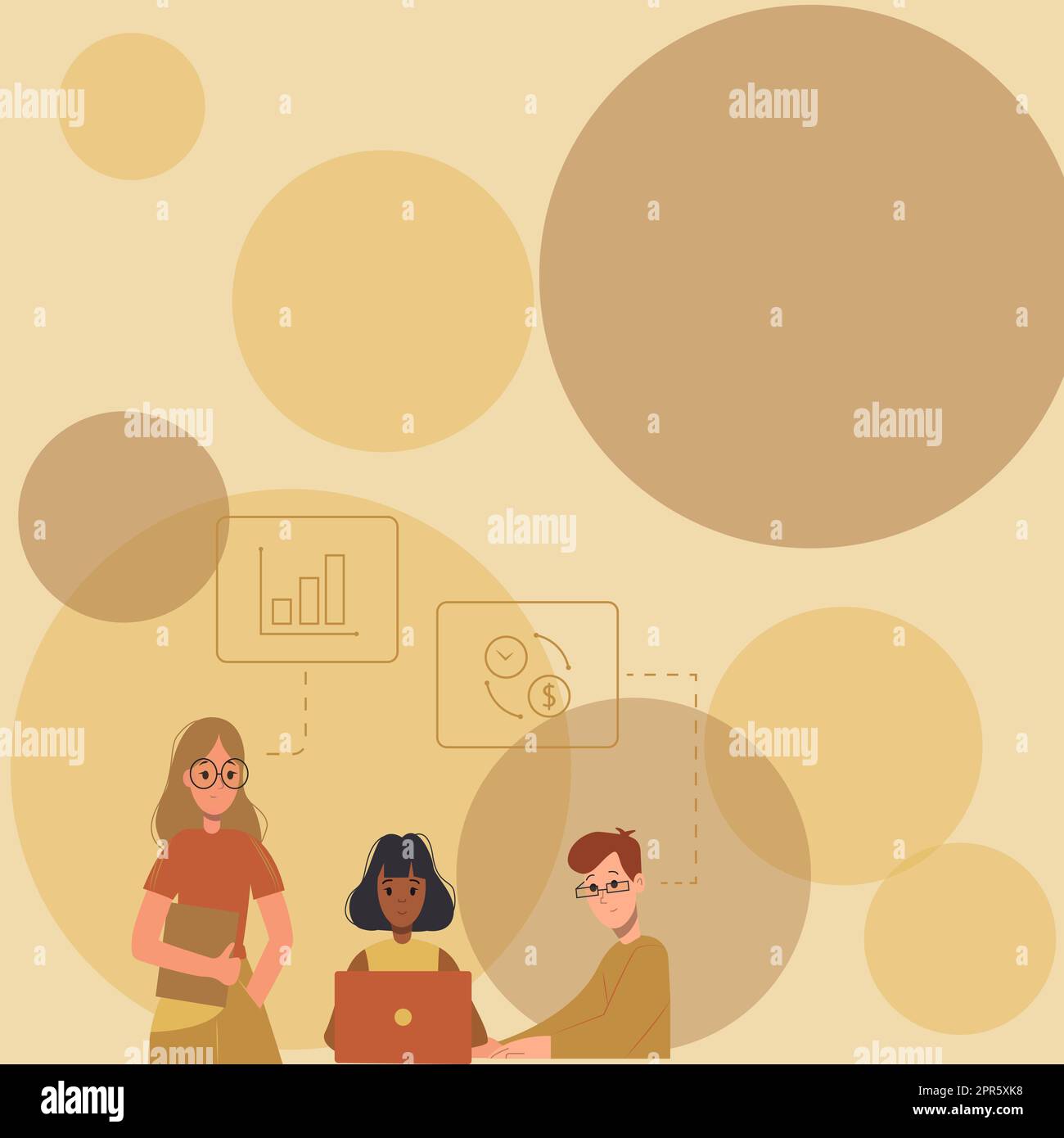 Three Collagues Illustration Practicing Hand Crafts Together. Students ...