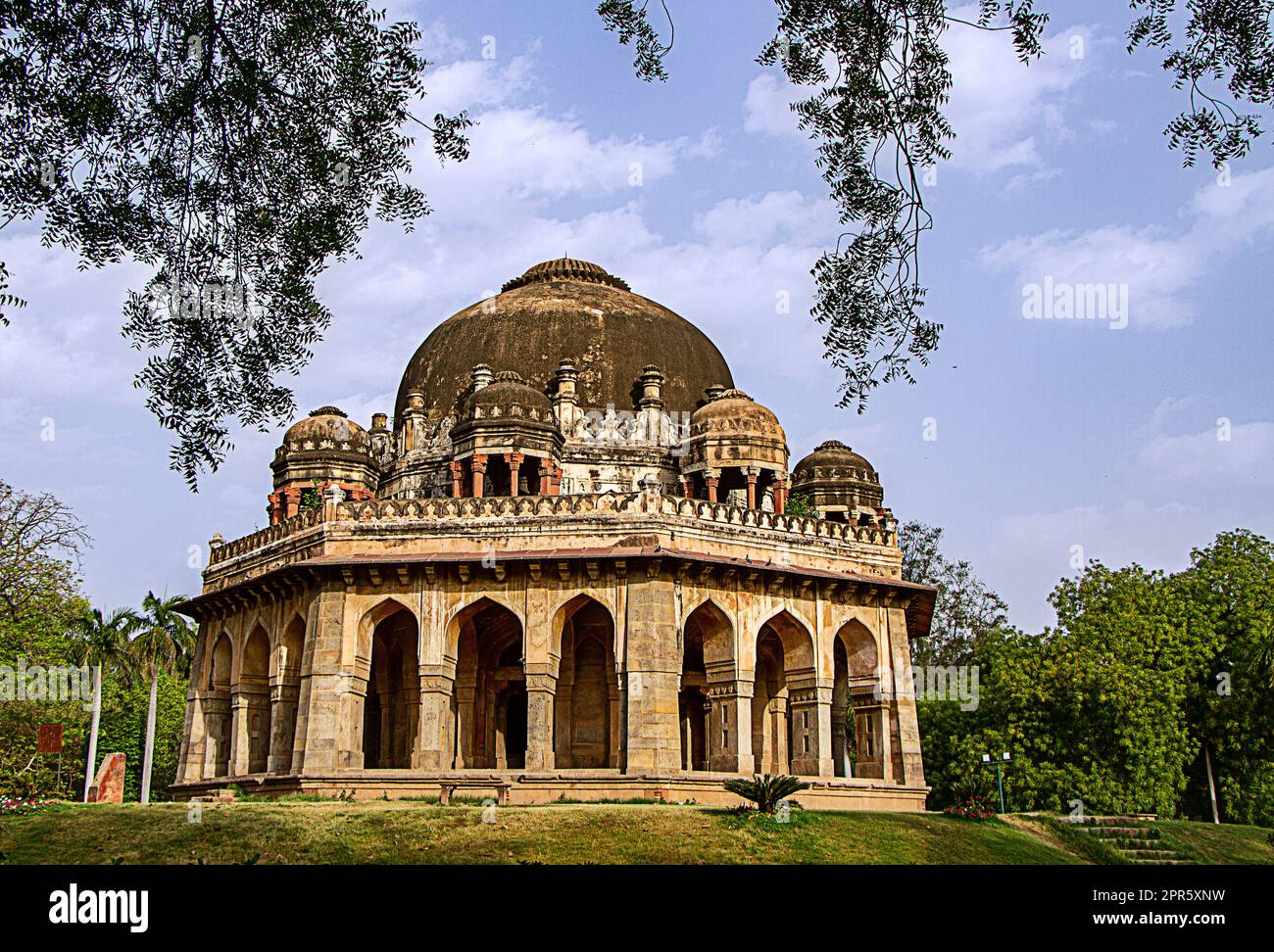 Lodhi Gardens:Tomb of Sikander Lodhi with palm trees and beautiful ...