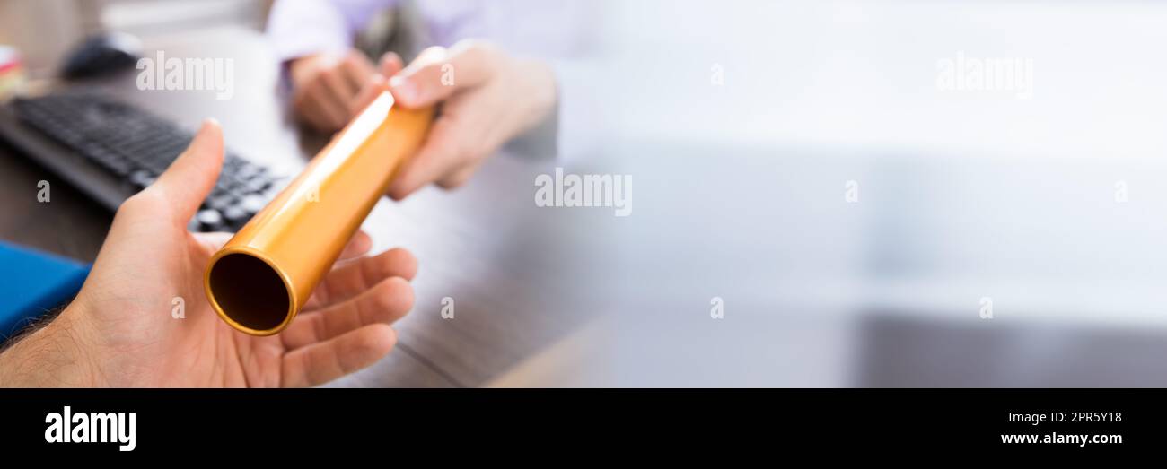 Person Passing Baton To Businessman Stock Photo - Alamy