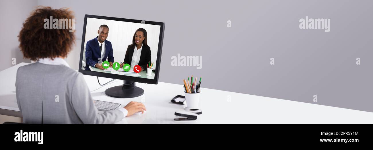 African american businessman web conferencing hi-res stock photography ...