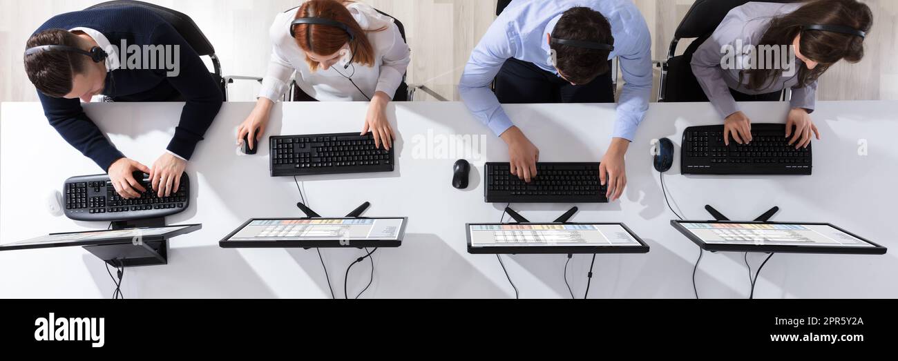 Call Center Operator Team In Office Stock Photo - Alamy