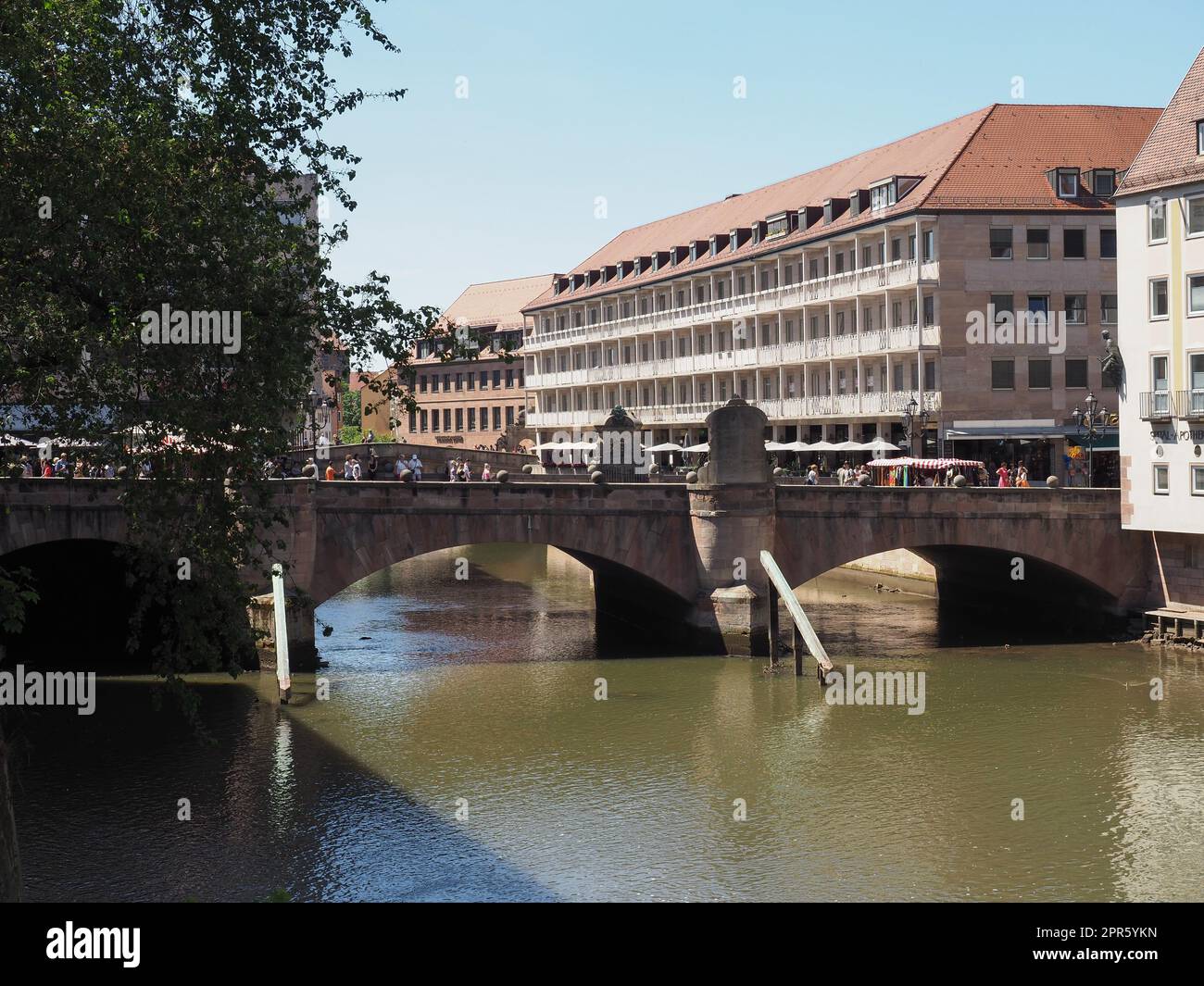 Museum Bruecke bridge over river Pegnitz in Nuernberg Stock Photo - Alamy