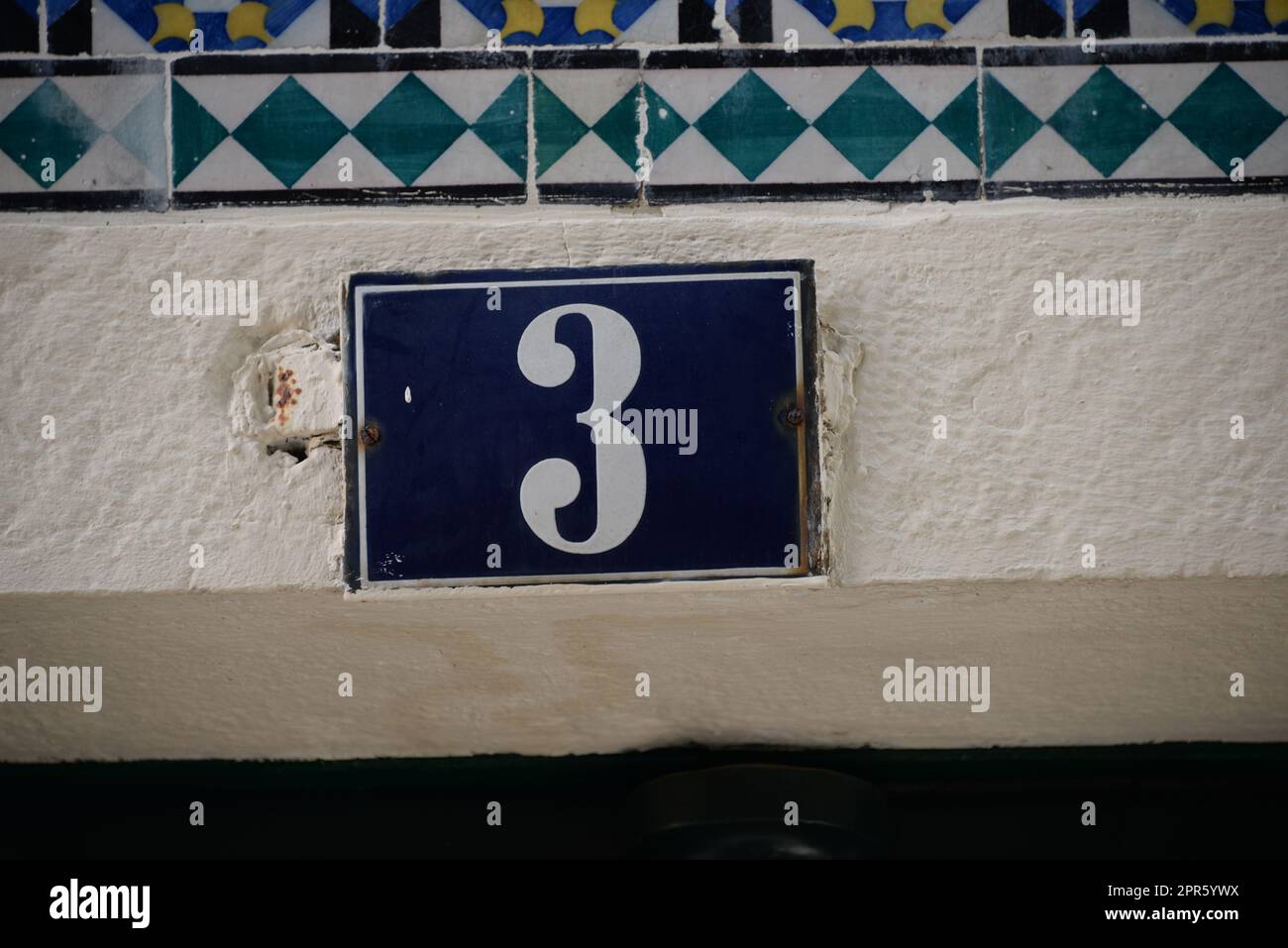number 3 on a house in Lisbon - Lisboa - the capital of Portugal ...