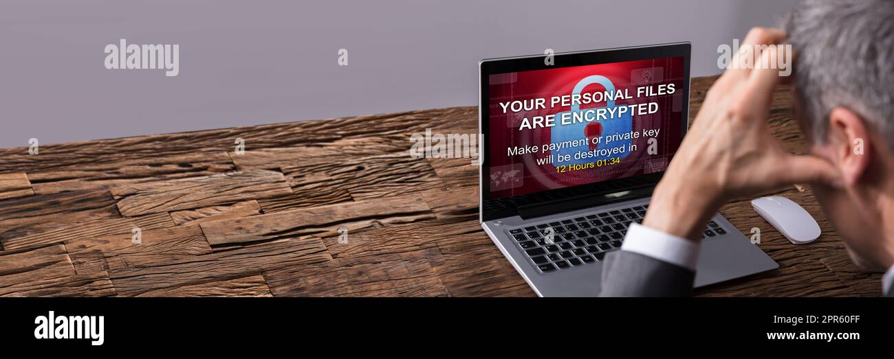 Looking At Laptop Screen Showing Personal Files Encrypted Text Stock ...