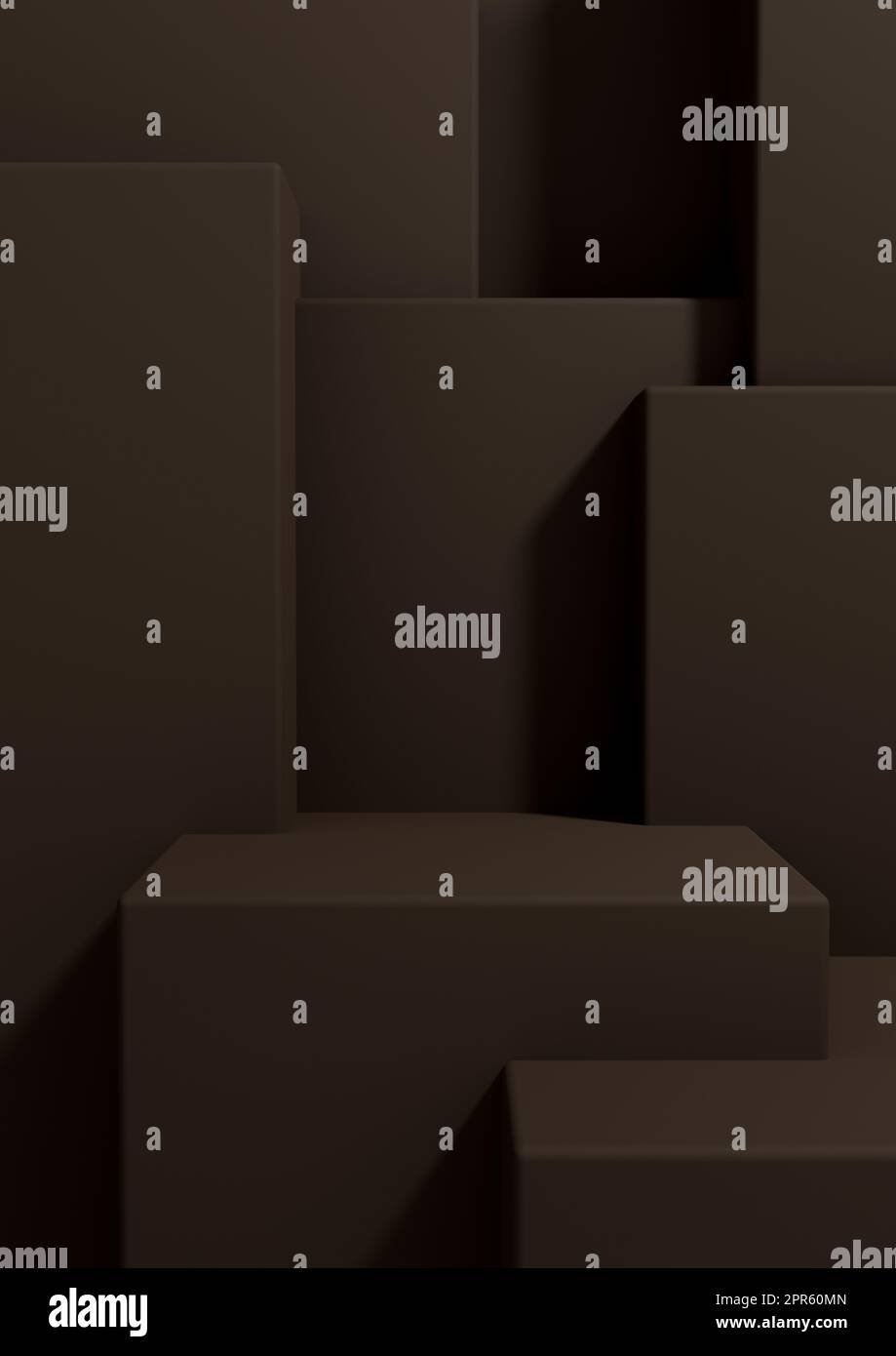 Dark brown 3D rendering product display wallpaper with podium or stand ...