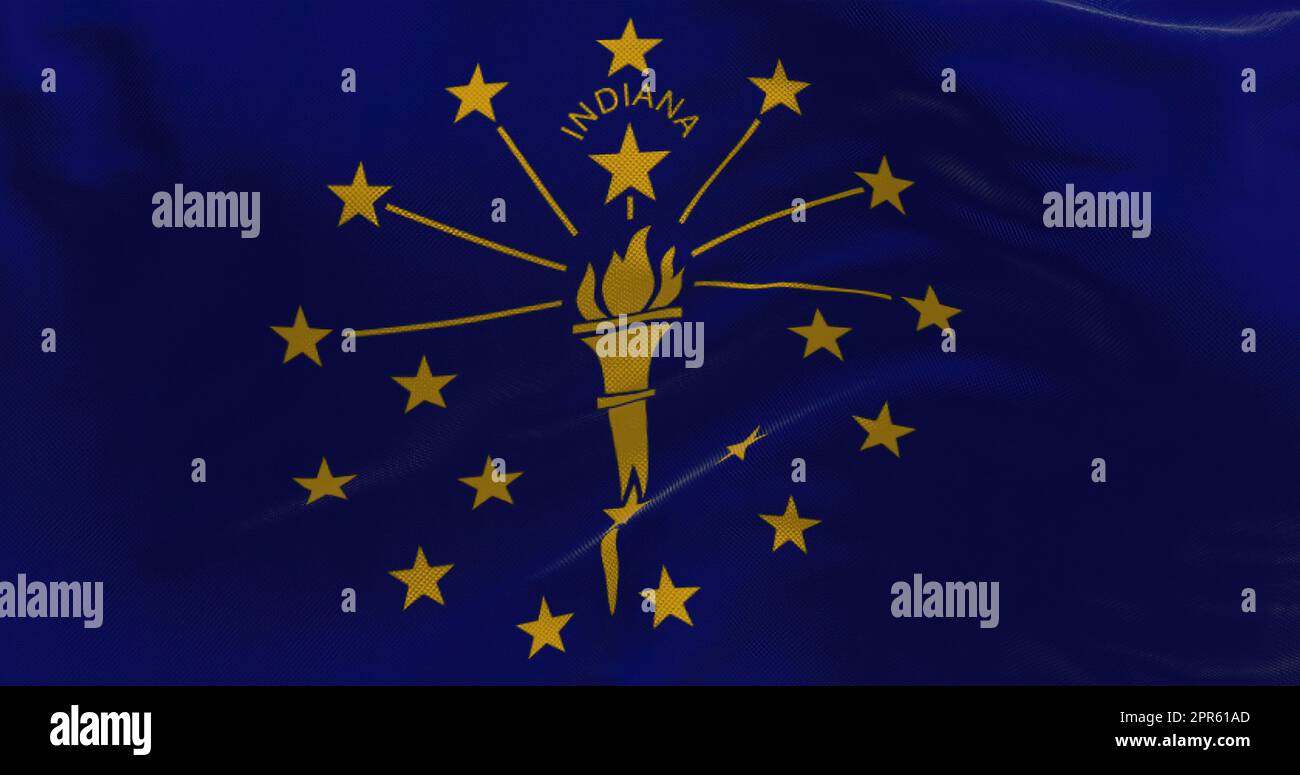 The US state flag of Indiana waving in the wind Stock Photo - Alamy