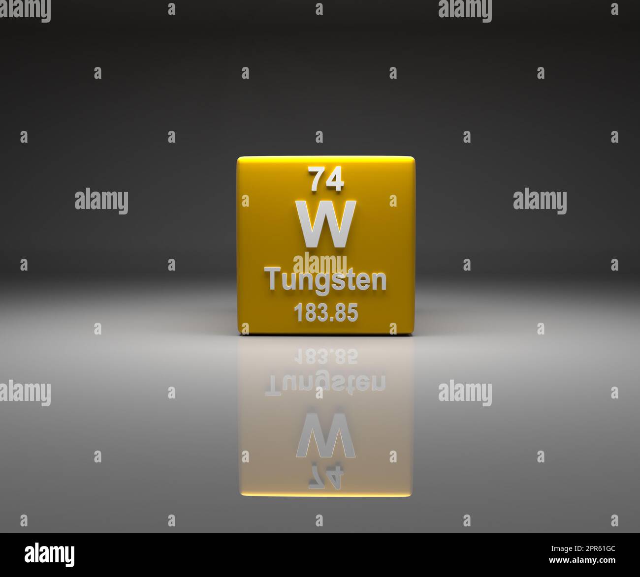 Cube with Tungsten number 74 periodic table Stock Photo - Alamy