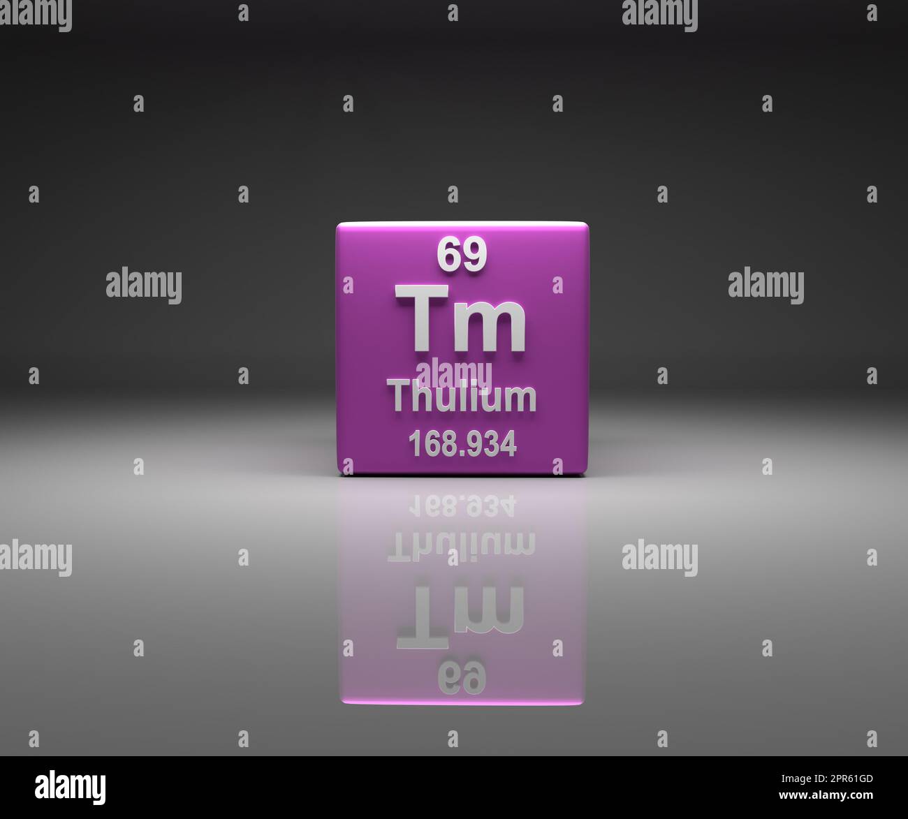 Cube with Thulium number 69 periodic table Stock Photo - Alamy