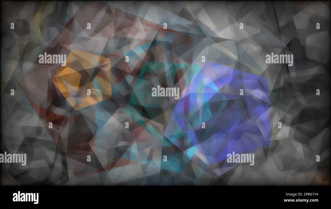 Cubes and triangles hand draw digital art Stock Photo - Alamy