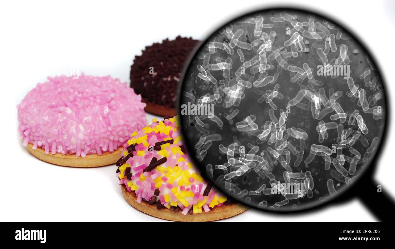 Searching for bacteria in sweets Stock Photo - Alamy