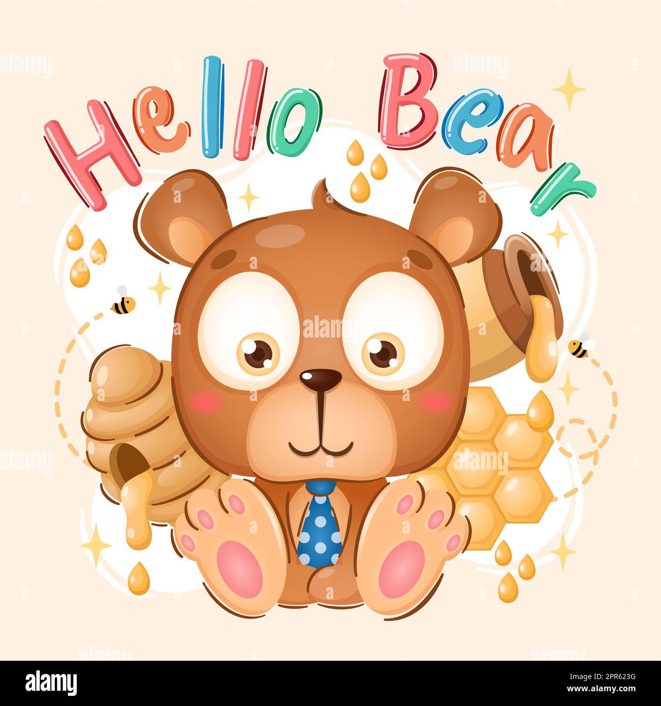 Cute Honey Bear Cartoon Character Stock Photo - Alamy