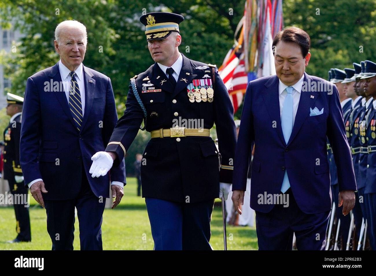 President Joe Biden and South Korea's President Yoon Suk Yeol review ...