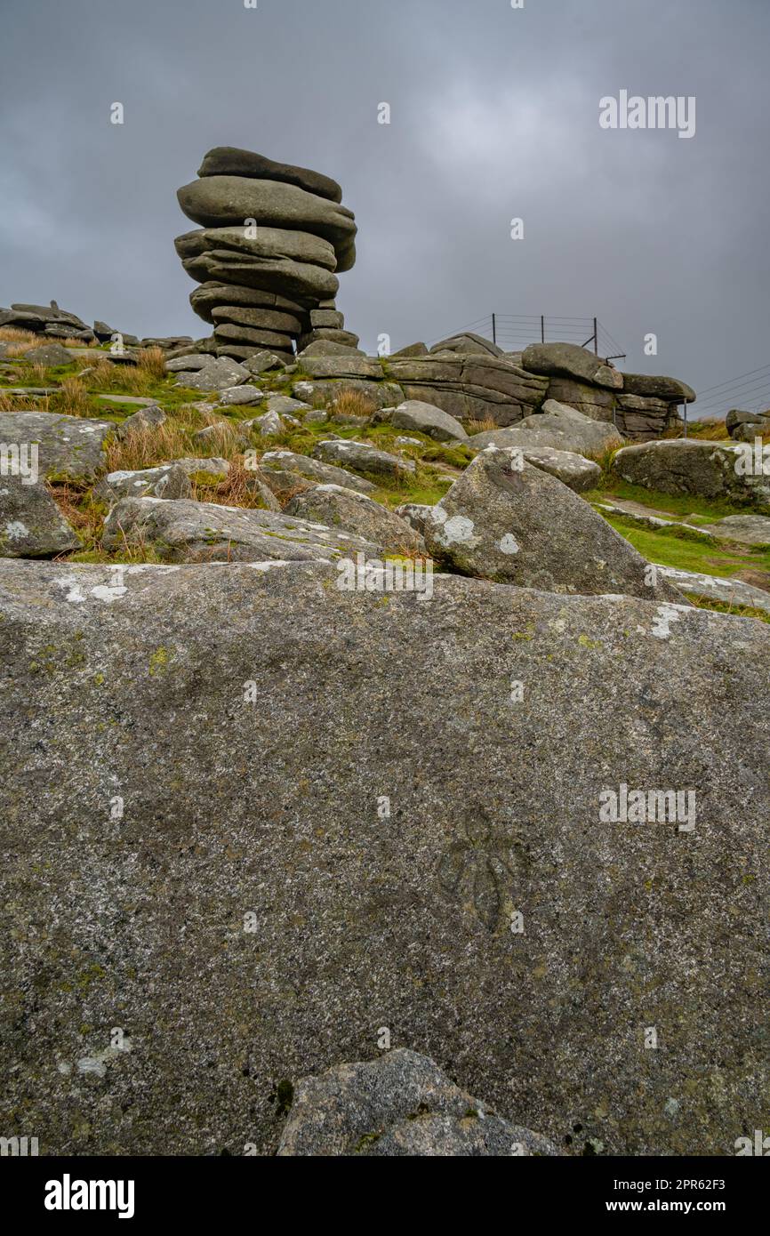 The Cheesewring (Stowes hill) near Minions Cornwall on a blustery ...