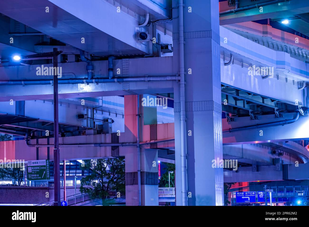 Highway and Yokohama Night View (Metropolitan Expressway Stock Photo ...