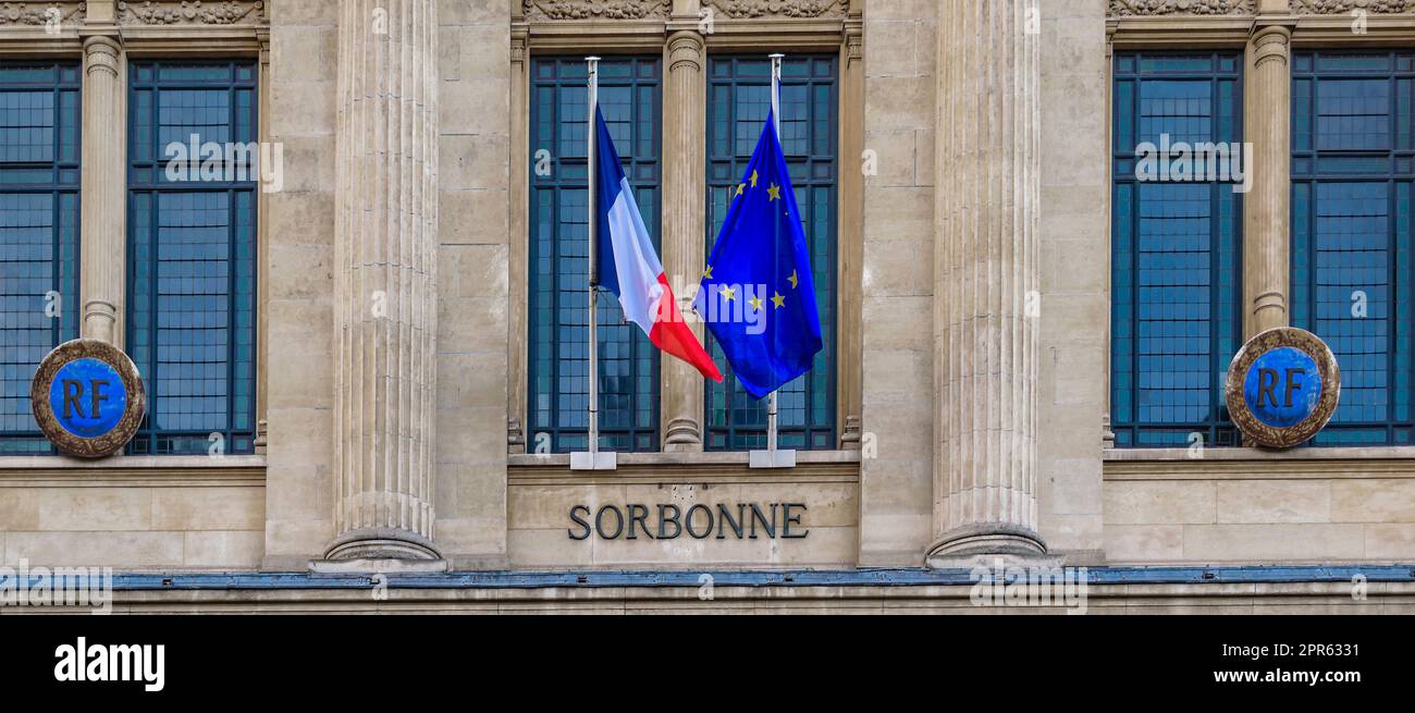 Exterior view of one of sorbonne university buildings, paris, france ...