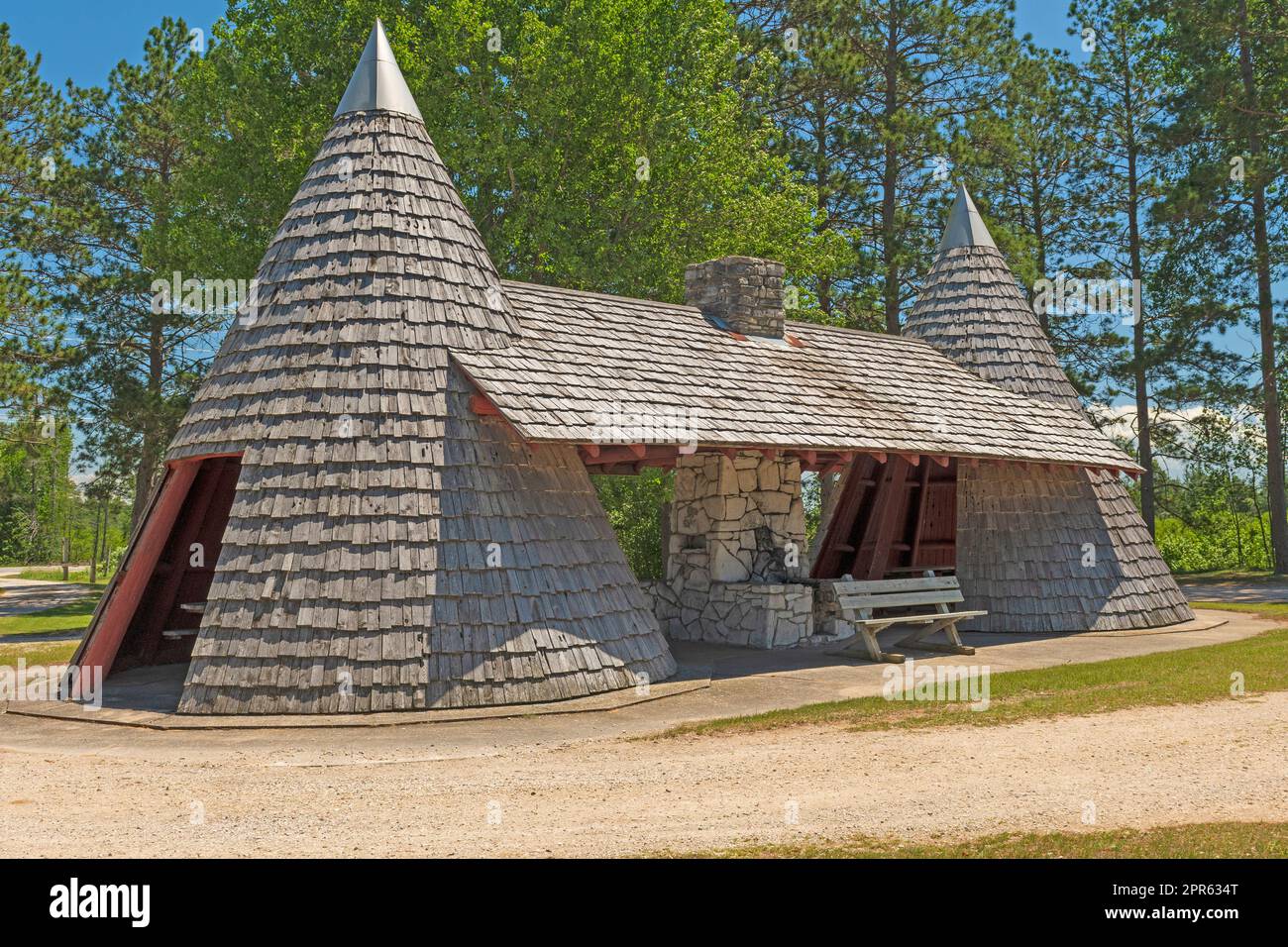 Unique Rustic Teepee Themed Picnic Rest Area Stock Photo - Alamy