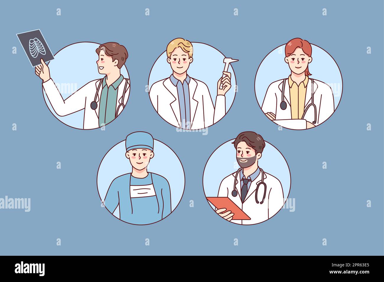 Profile pictures of medical staff in white uniforms. Avatars of doctors ...