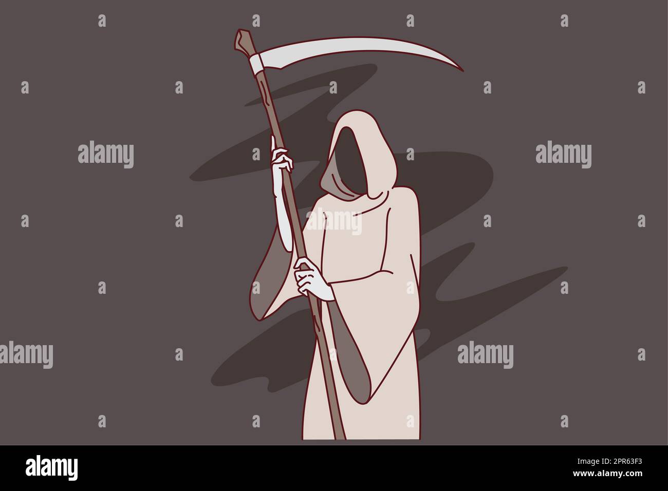 Grim reaper with scythe wearing robe representing death. Mythology ...
