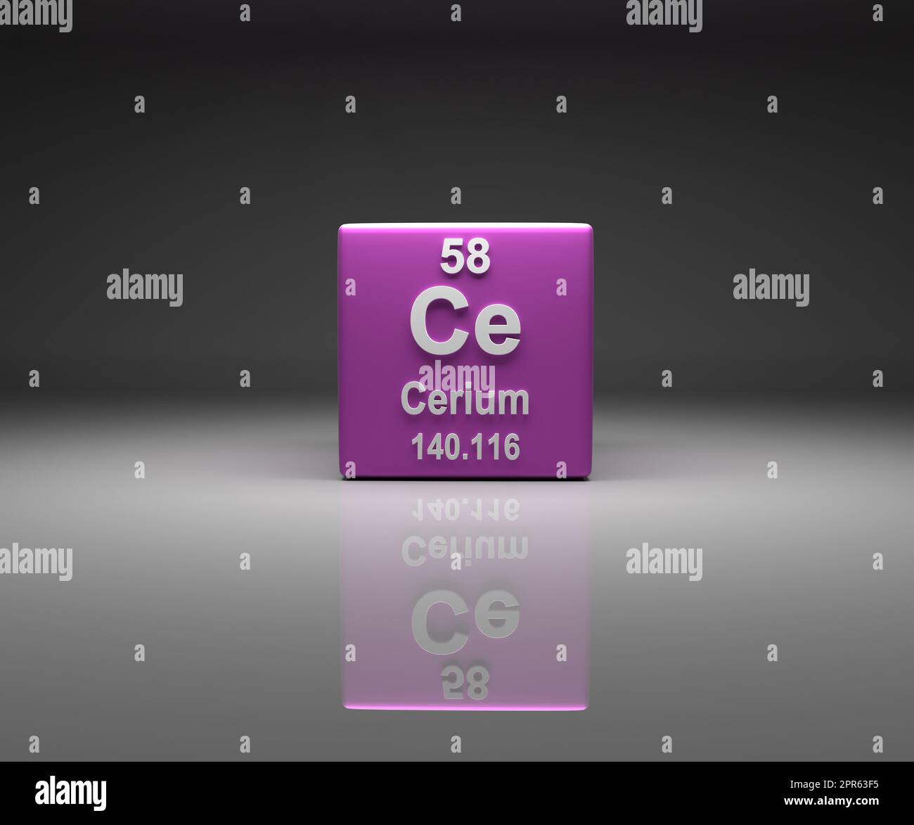 Cube with Cerium number 58 periodic table Stock Photo - Alamy