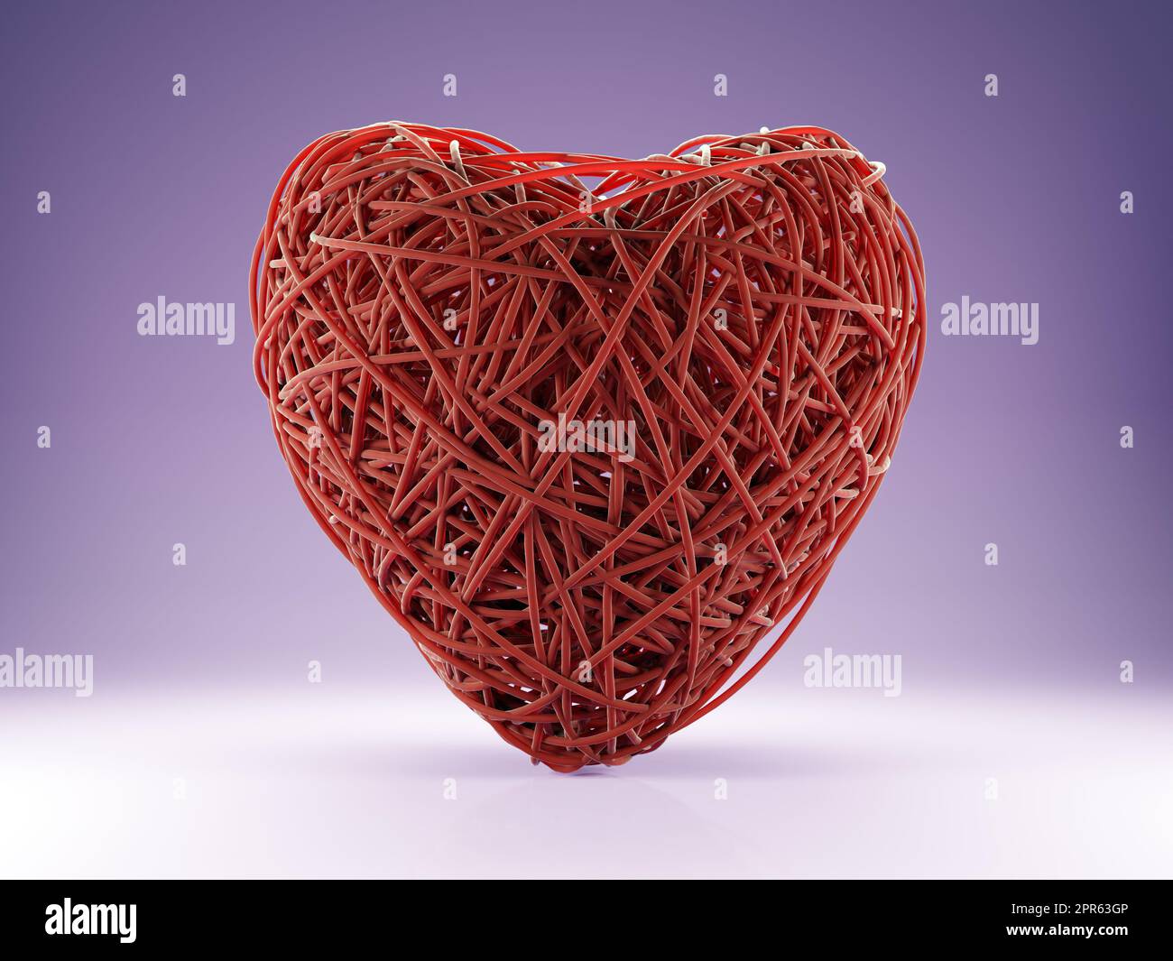 Tangled red string heart Stock Photo - Alamy