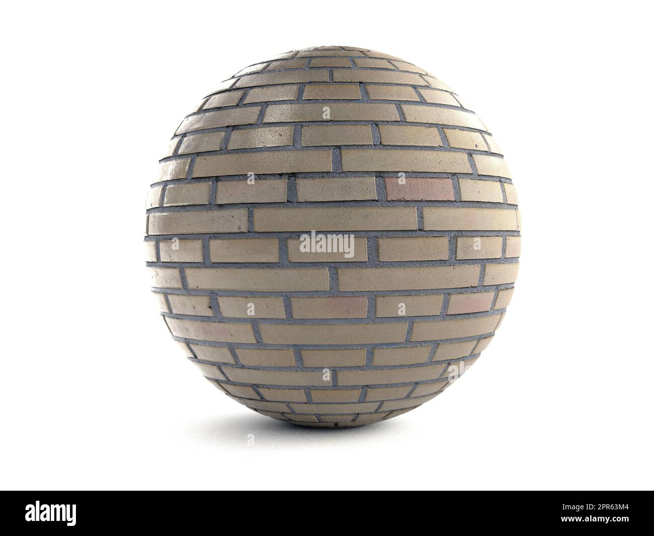 Sphere with light beige brick texture on white background Stock Photo ...