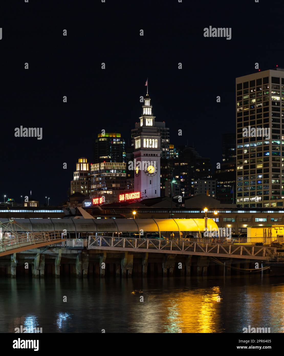 A picture of the Ferry Building at night Stock Photo - Alamy