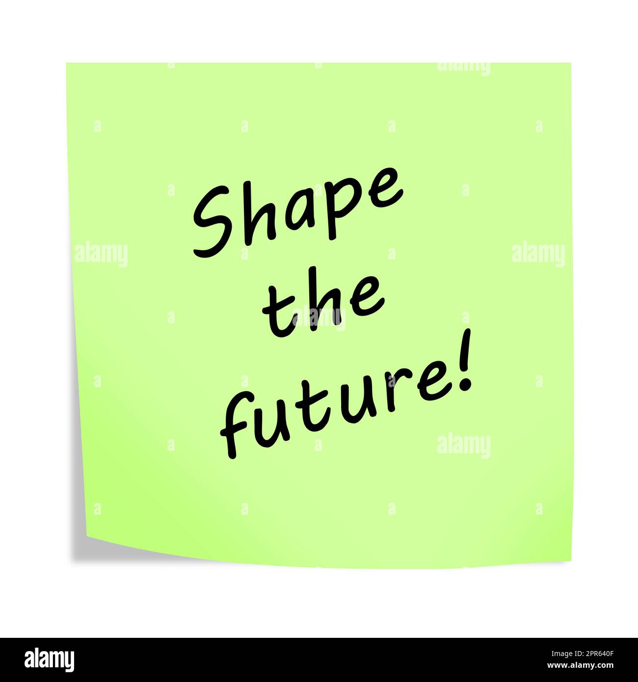 A Shape the future 3d illustration post note reminder on white with ...