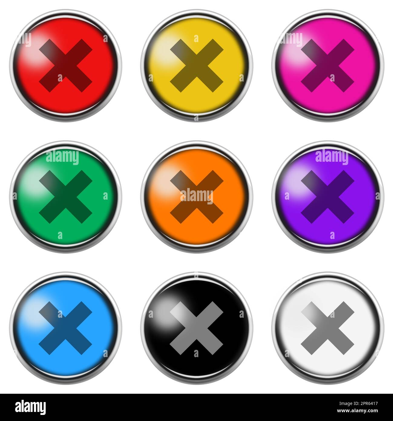 A Multiply sign button icon set isolated on white with clipping path 3d ...