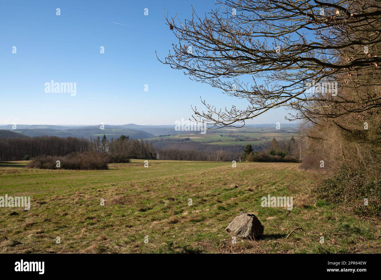Landscape of Eifel mountains close to the Moselle river, Germany Stock ...