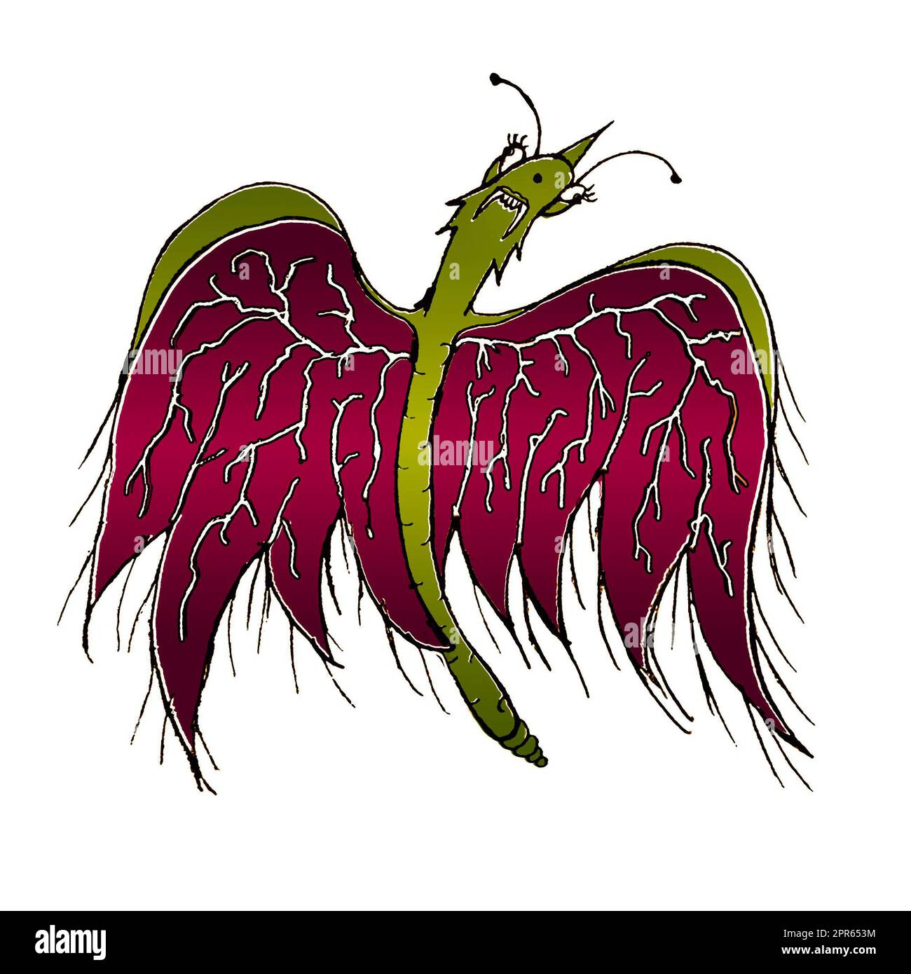 Colored linear art dragon flying illustration Stock Photo - Alamy