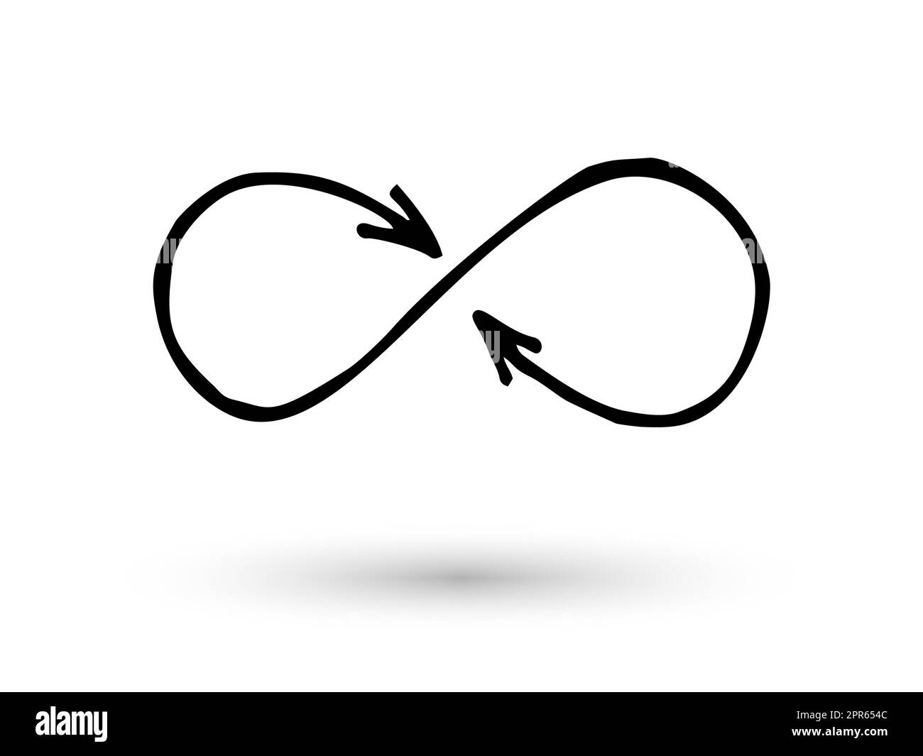 Infinity symbol arrows, hand drawn ink brush. Thin line scribble icon ...
