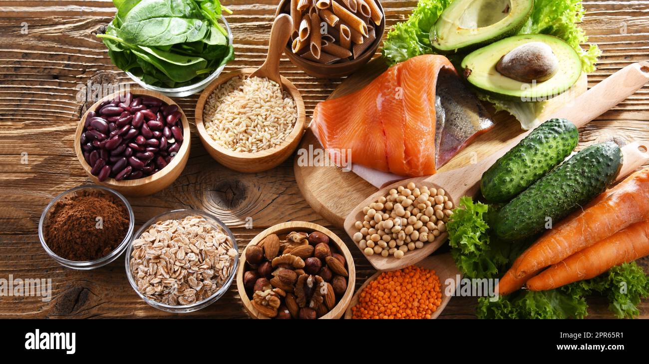 Foods recommended for stabilizing insulin and blood sugar levels Stock ...