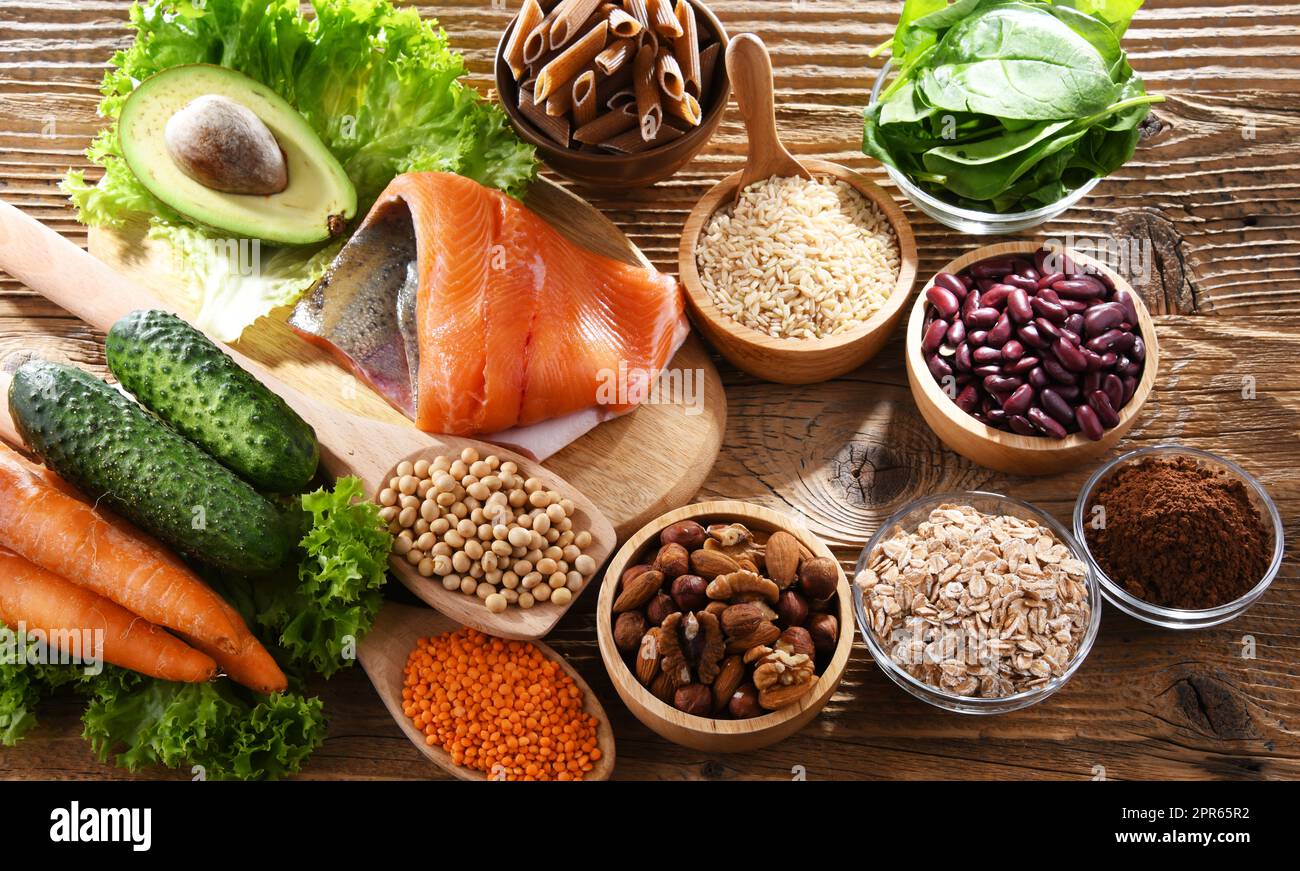 Foods recommended for stabilizing insulin and blood sugar levels Stock ...