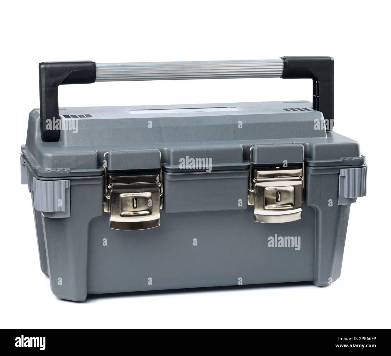 Large gray plastic box with handle for tools, bolts and nuts Stock ...